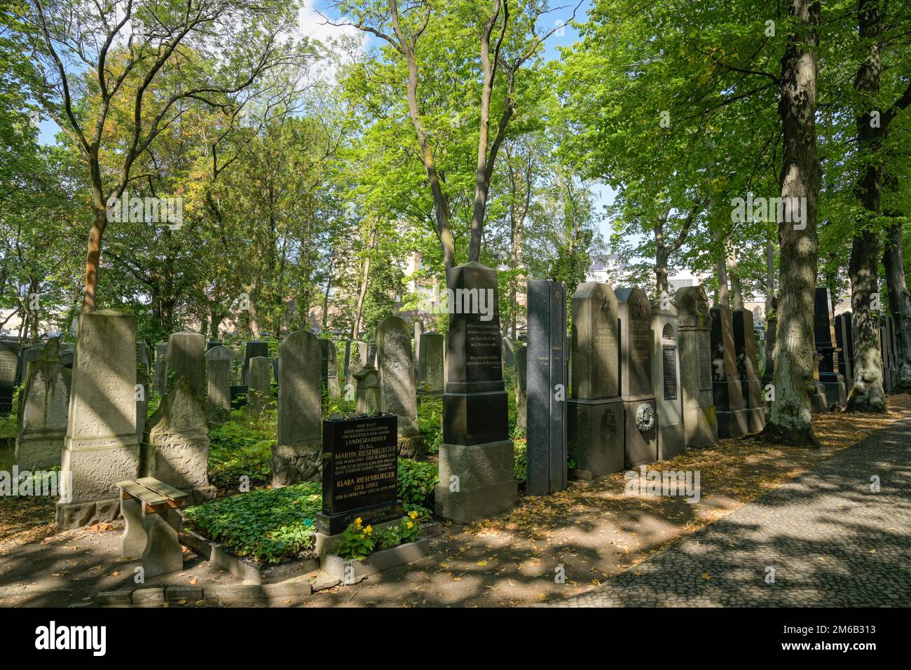 Old graves, gravestones, Jewish cemetery, Herbert-Baum-Strasse ...