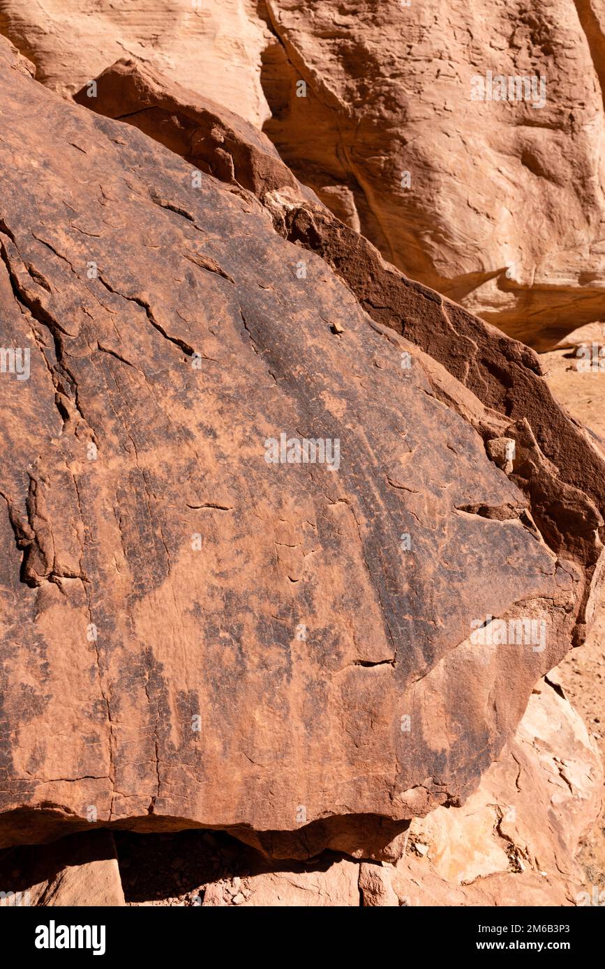 Rock art at Split Level Ruin. Backpacking in Grand Gulch and viewing Anasazi dwellings and rock ...