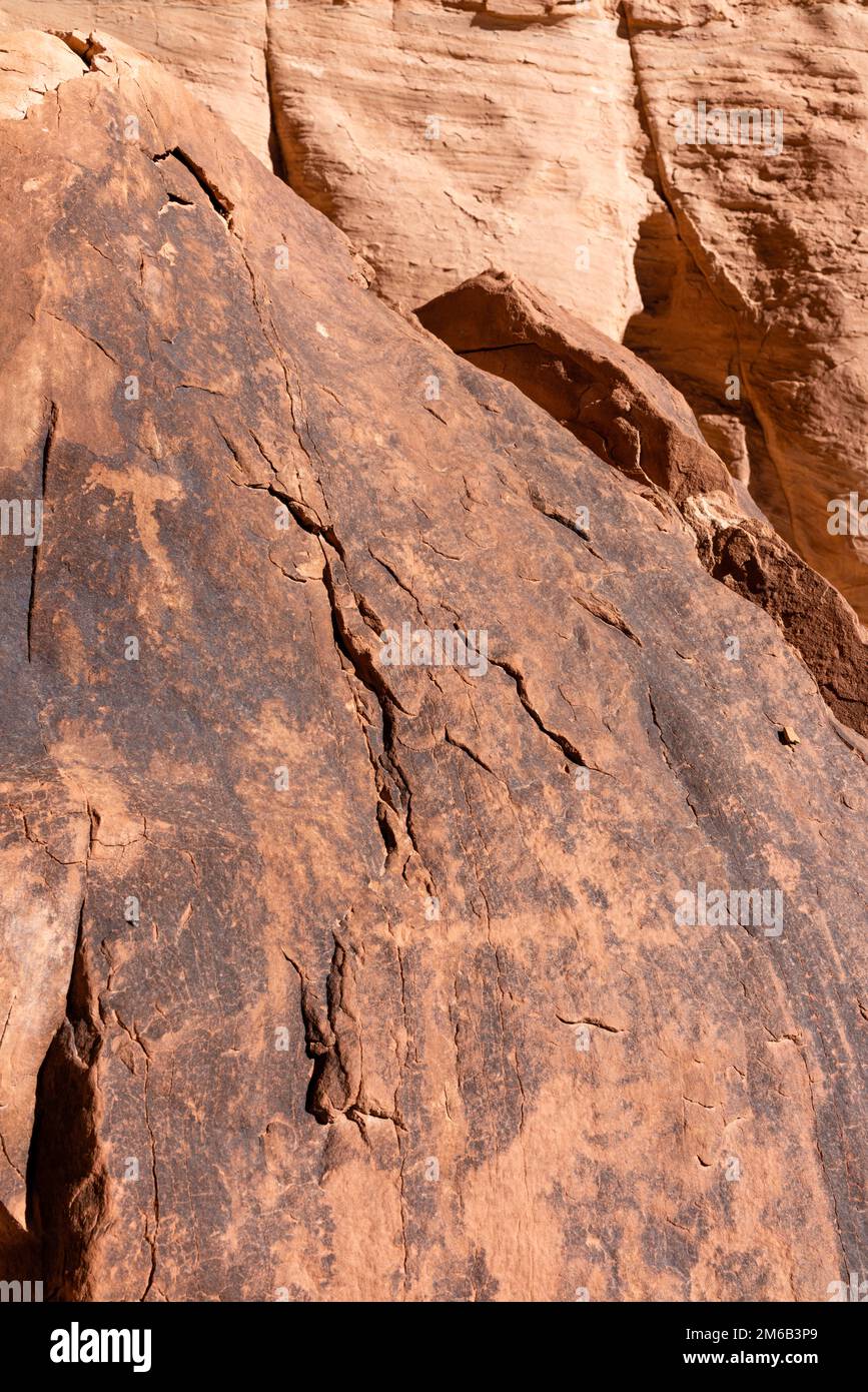 Rock art at Split Level Ruin. Backpacking in Grand Gulch and viewing Anasazi dwellings and rock ...