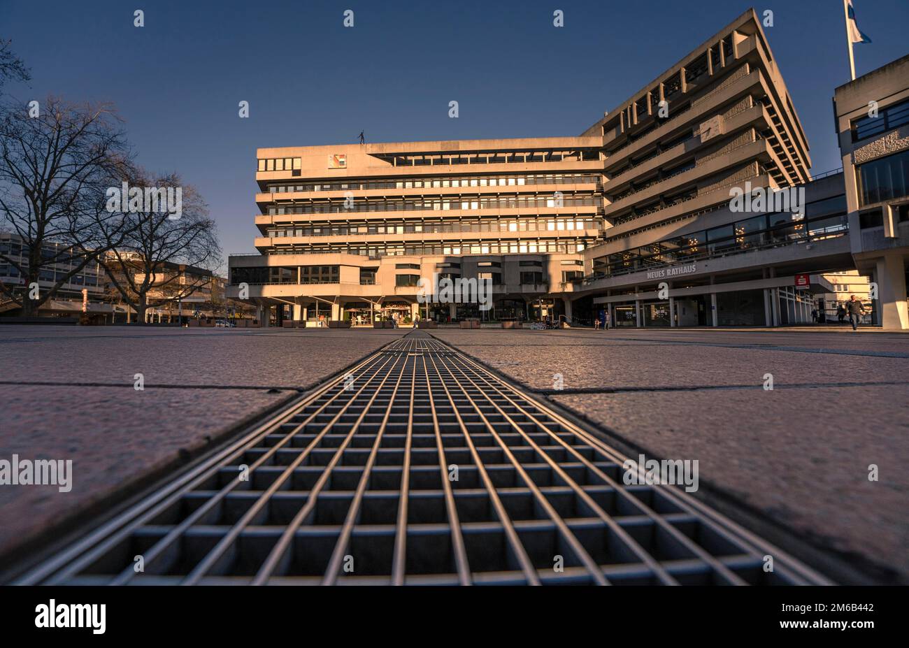 View over ground grids of the historic town hall in the evening light, Pforzheim, Germany Stock ...
