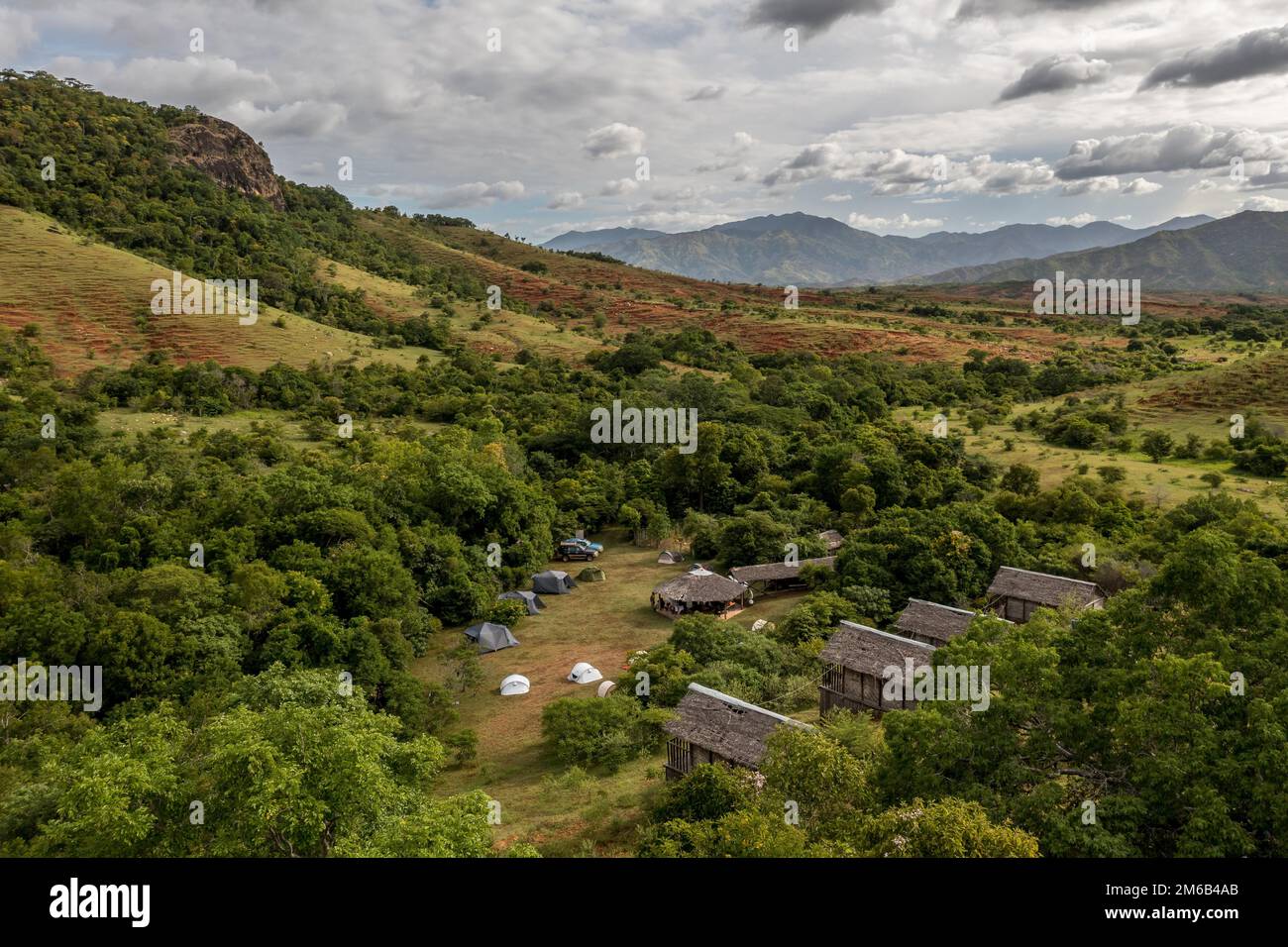 Campground of Daraina National Park, Daraina, drone image, North ...
