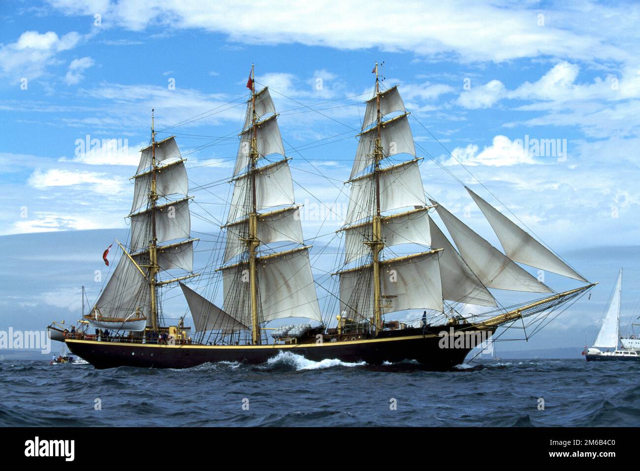 Danish tall ship Georg Stage, Falmouth race start, 1998 Stock Photo - Alamy