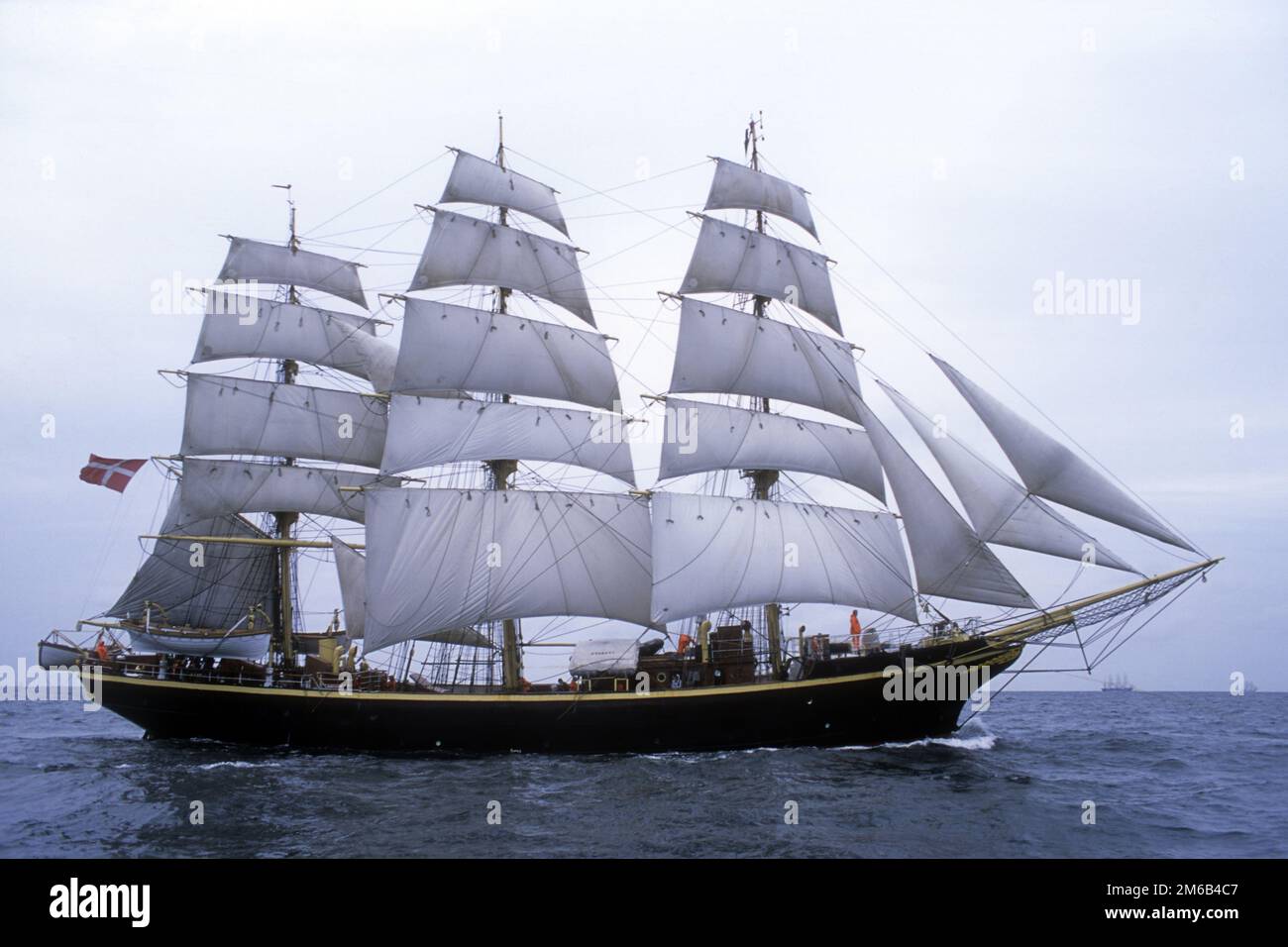 Danish tall ship Georg Stage, race start, 2004 Stock Photo - Alamy