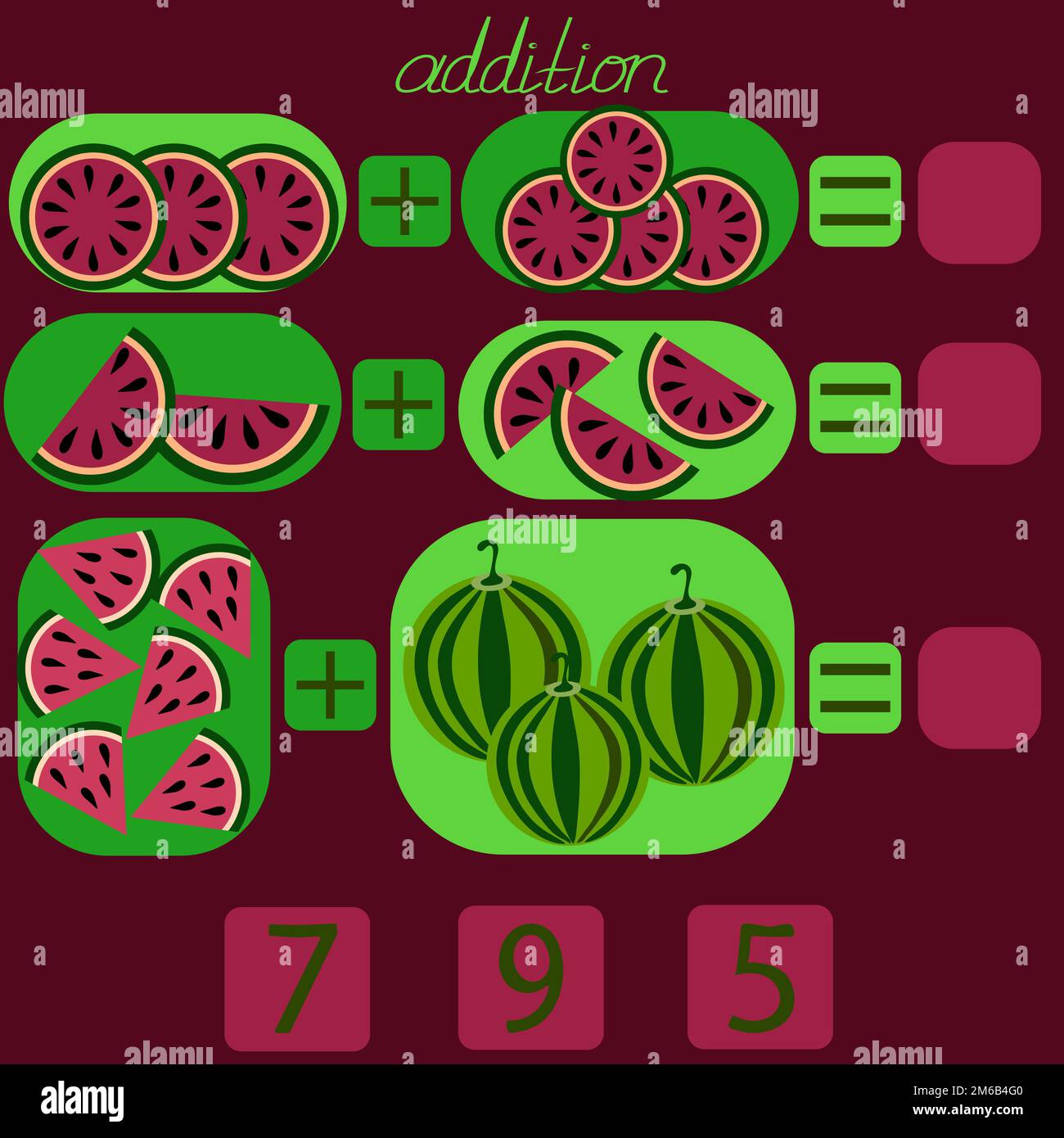 count the watermelons in the picture and put the desired number Stock ...
