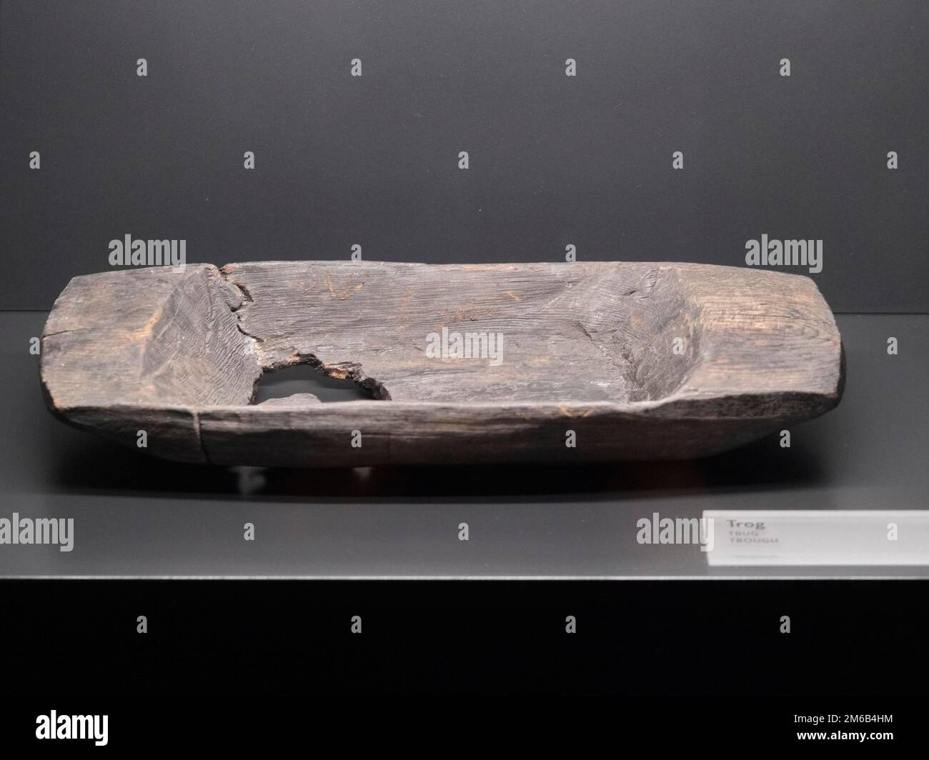 Wooden trough from 882 AD on display in the Viking Museum at the ...