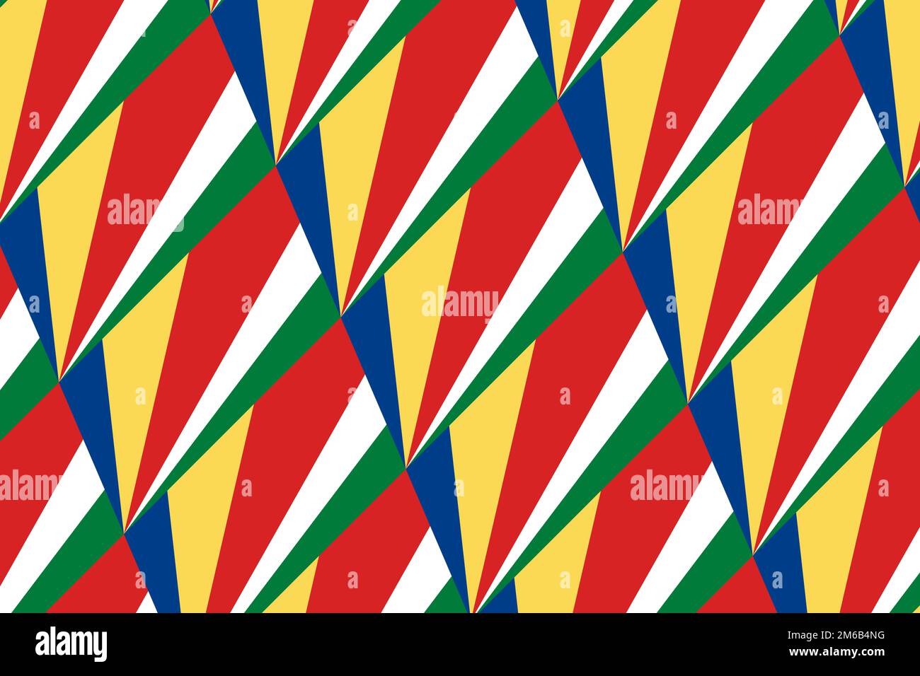 Geometric pattern in the colors of the national flag of Seychelles. The ...