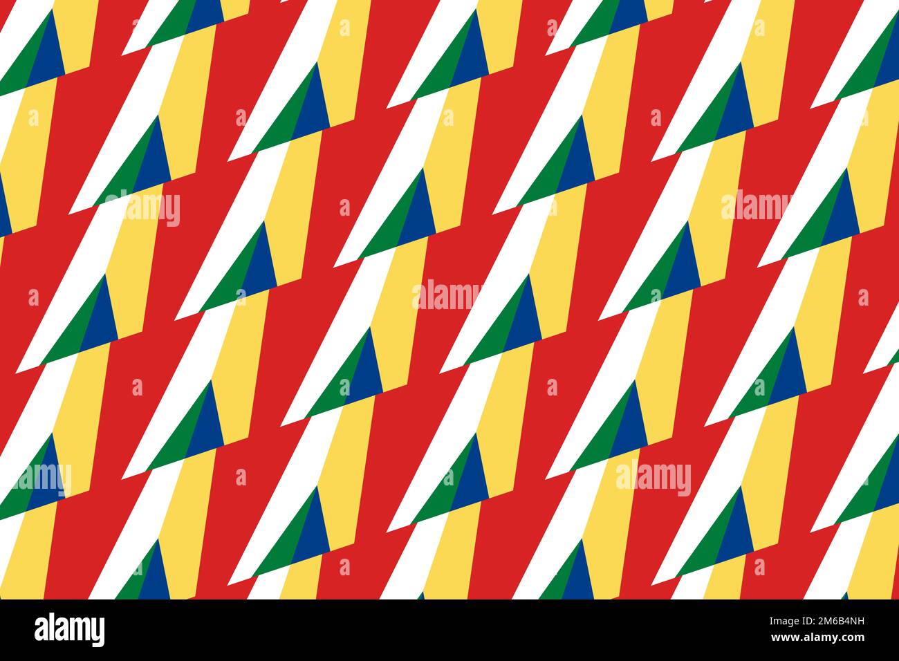 Geometric pattern in the colors of the national flag of Seychelles. The ...