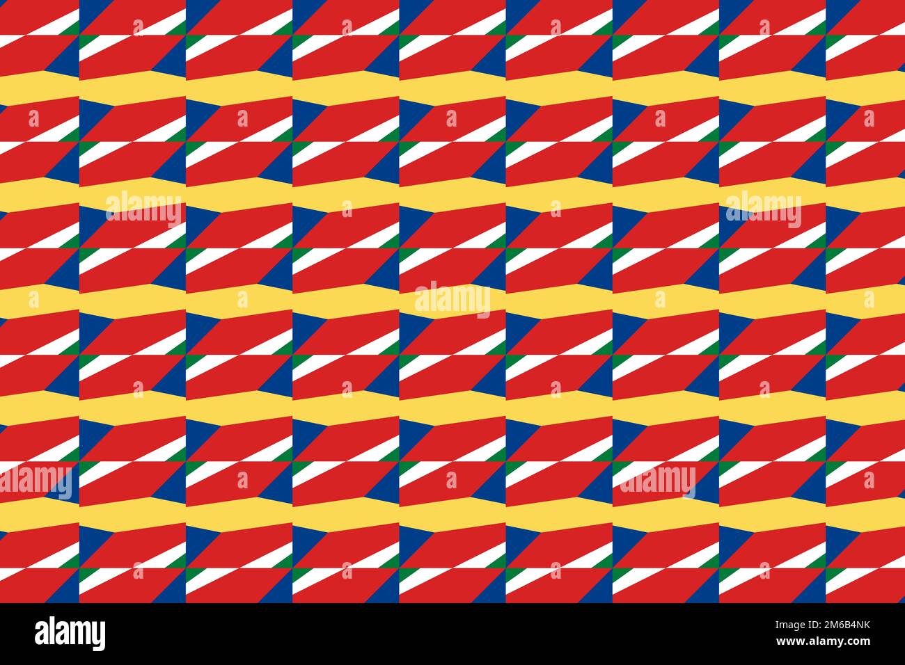 Geometric pattern in the colors of the national flag of Seychelles. The ...