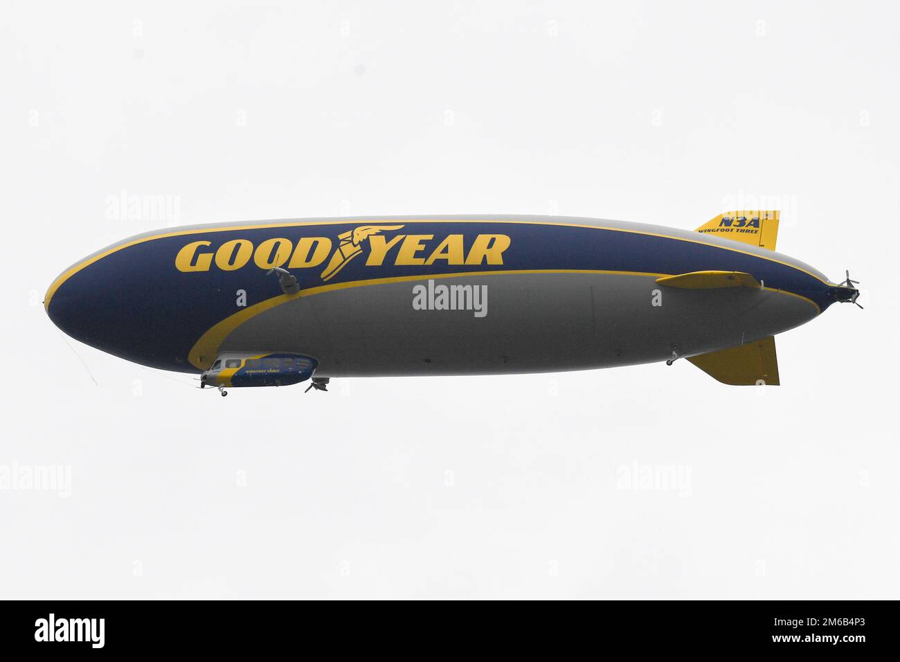 The Good Year blimp flies over during the Rose Bowl game between the ...