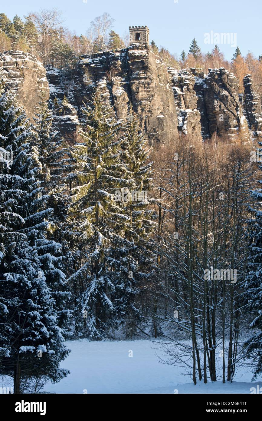 Snow at the Kaiser Wilhelm Fortress at the Hercules Pillars, Bielatal ...