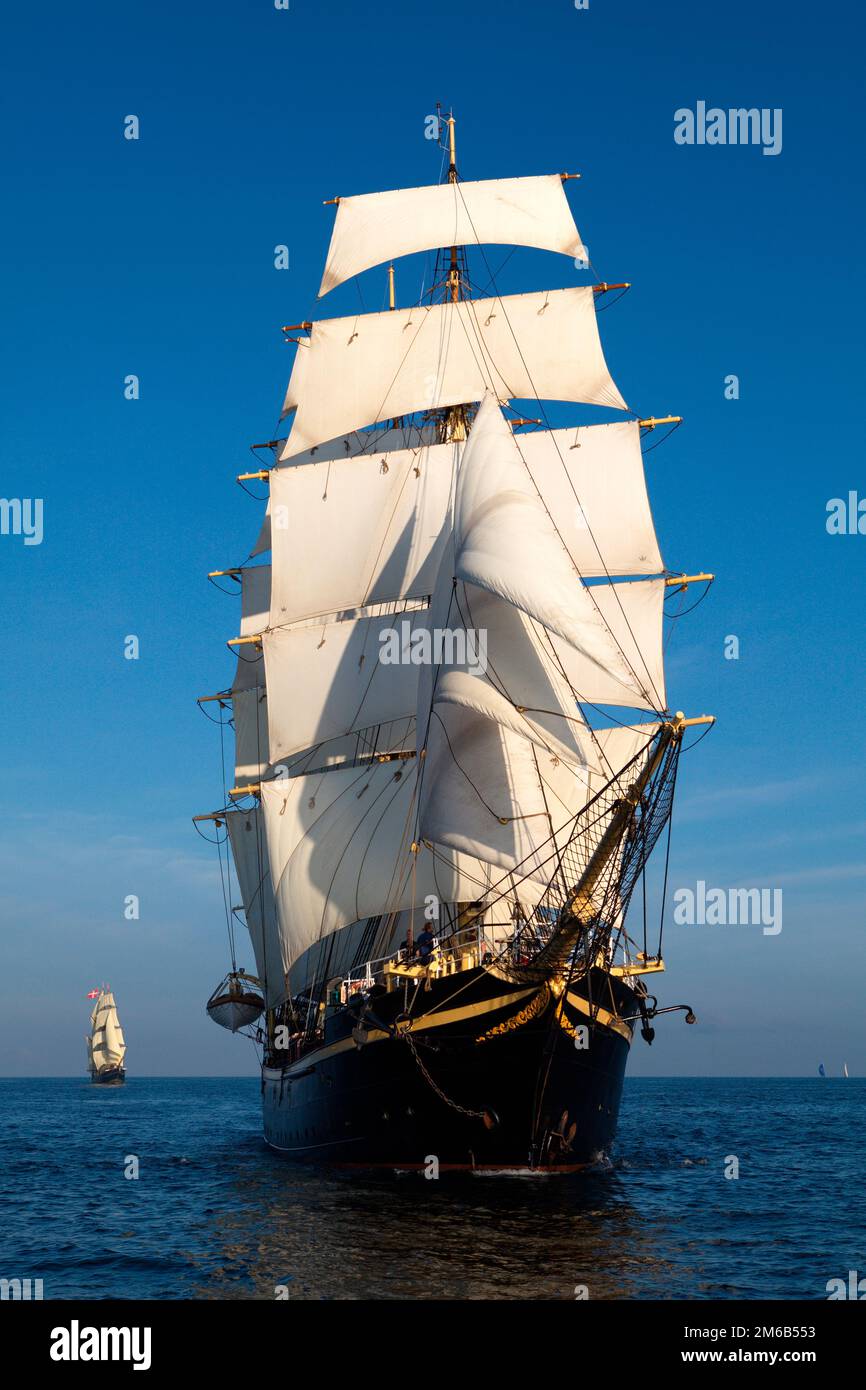 Danish tall ship Georg Stage, race start, 2010 Stock Photo - Alamy