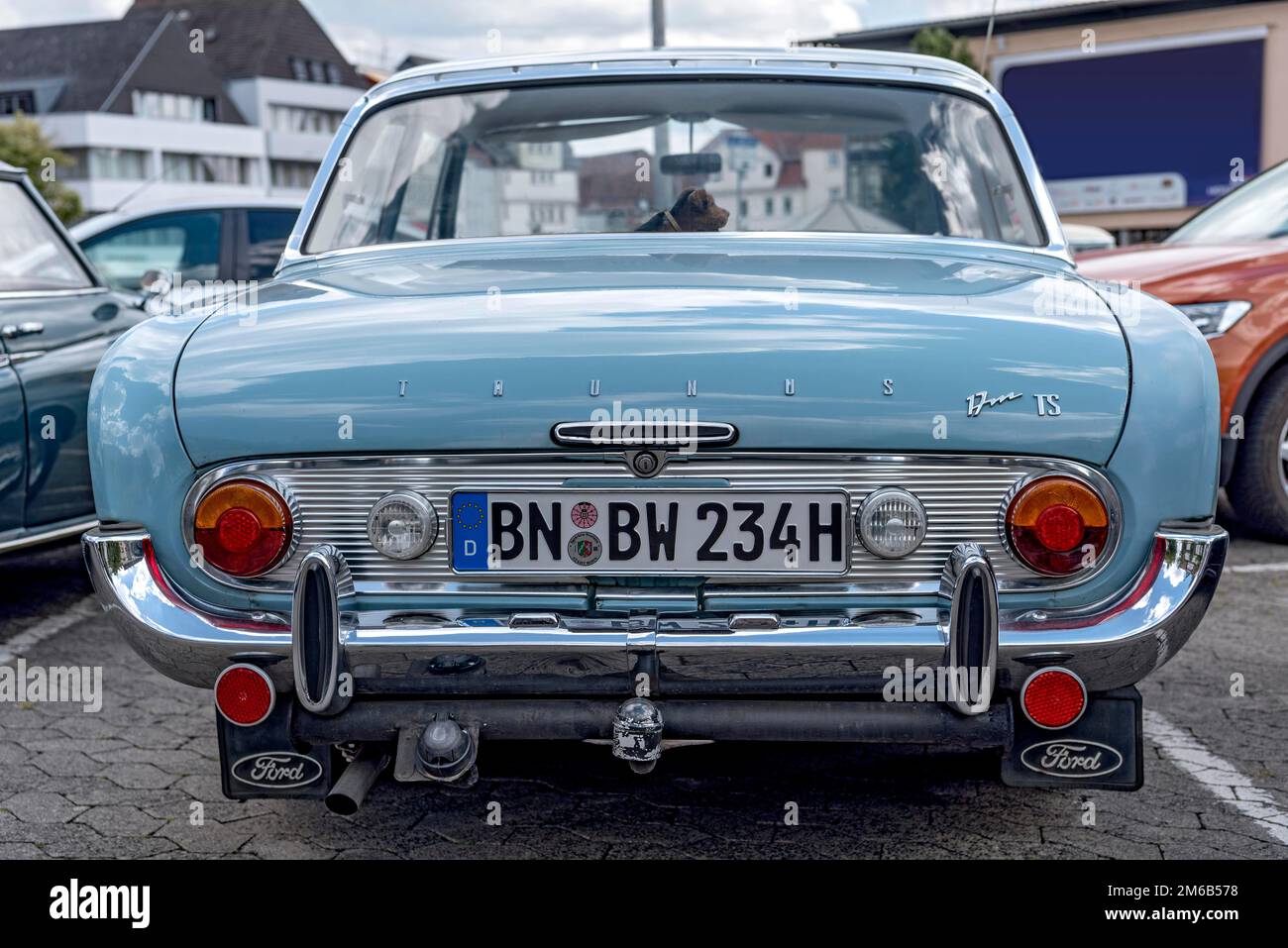 Vintage Ford Taunus 17 M TS, P3, sedan, rear with trailer coupling ...