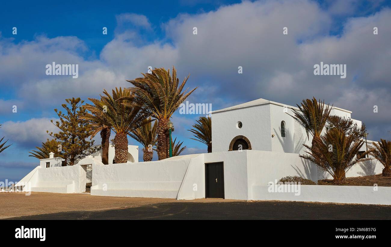 Ermita de las Nieves, hermitage, white building of the Ermita, stone ...