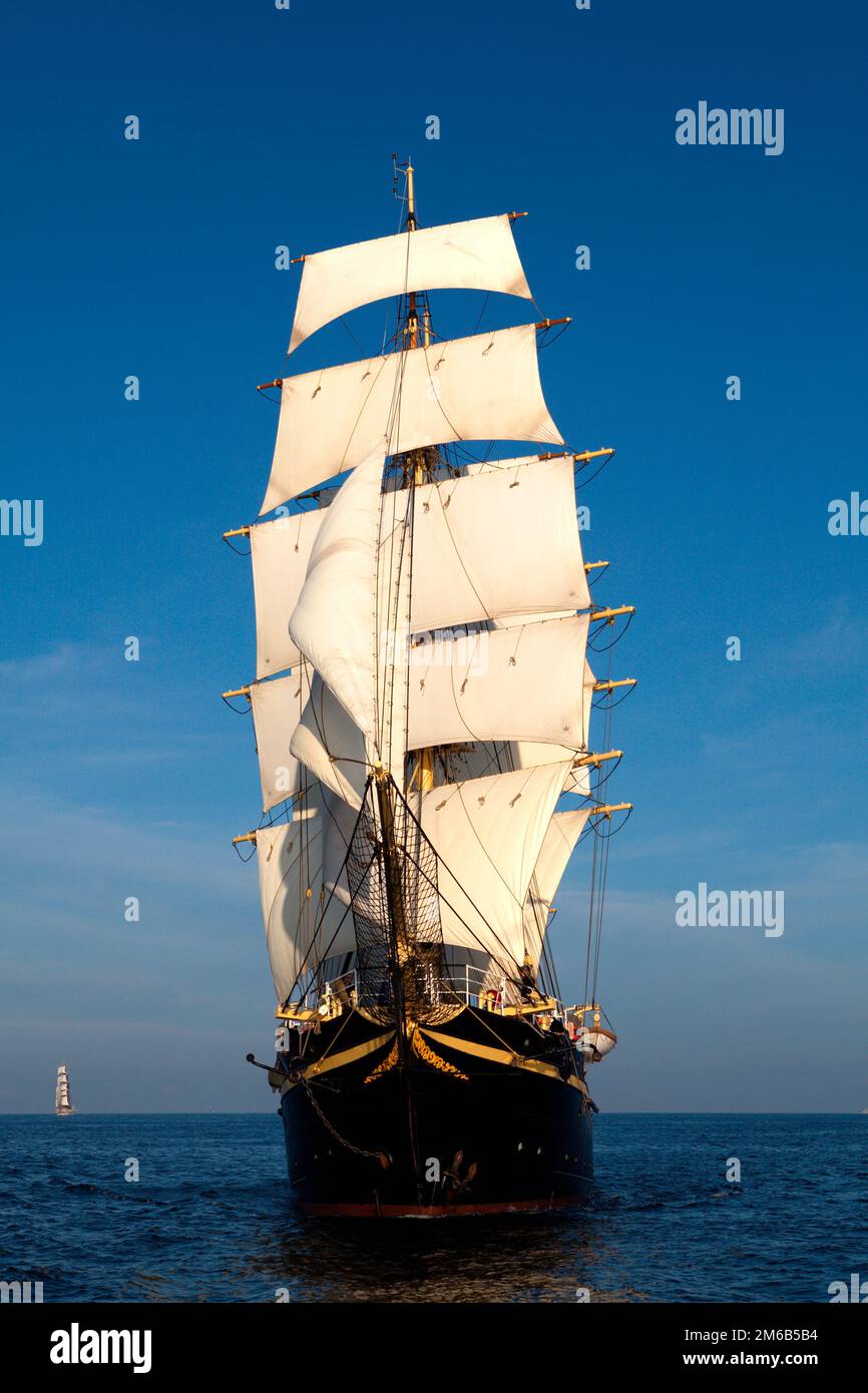 Danish tall ship Georg Stage, race start, 2010 Stock Photo - Alamy