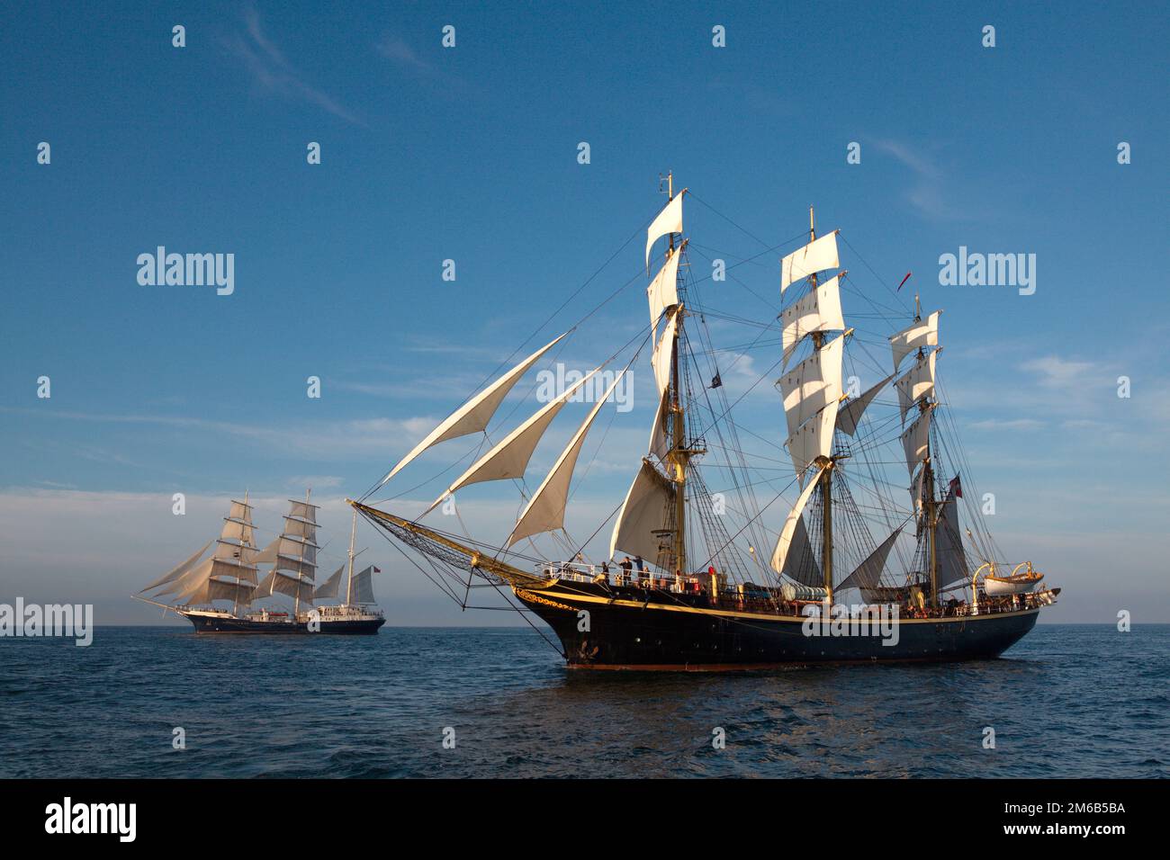 Danish tall ship Georg Stage, race start, 2010 Stock Photo - Alamy