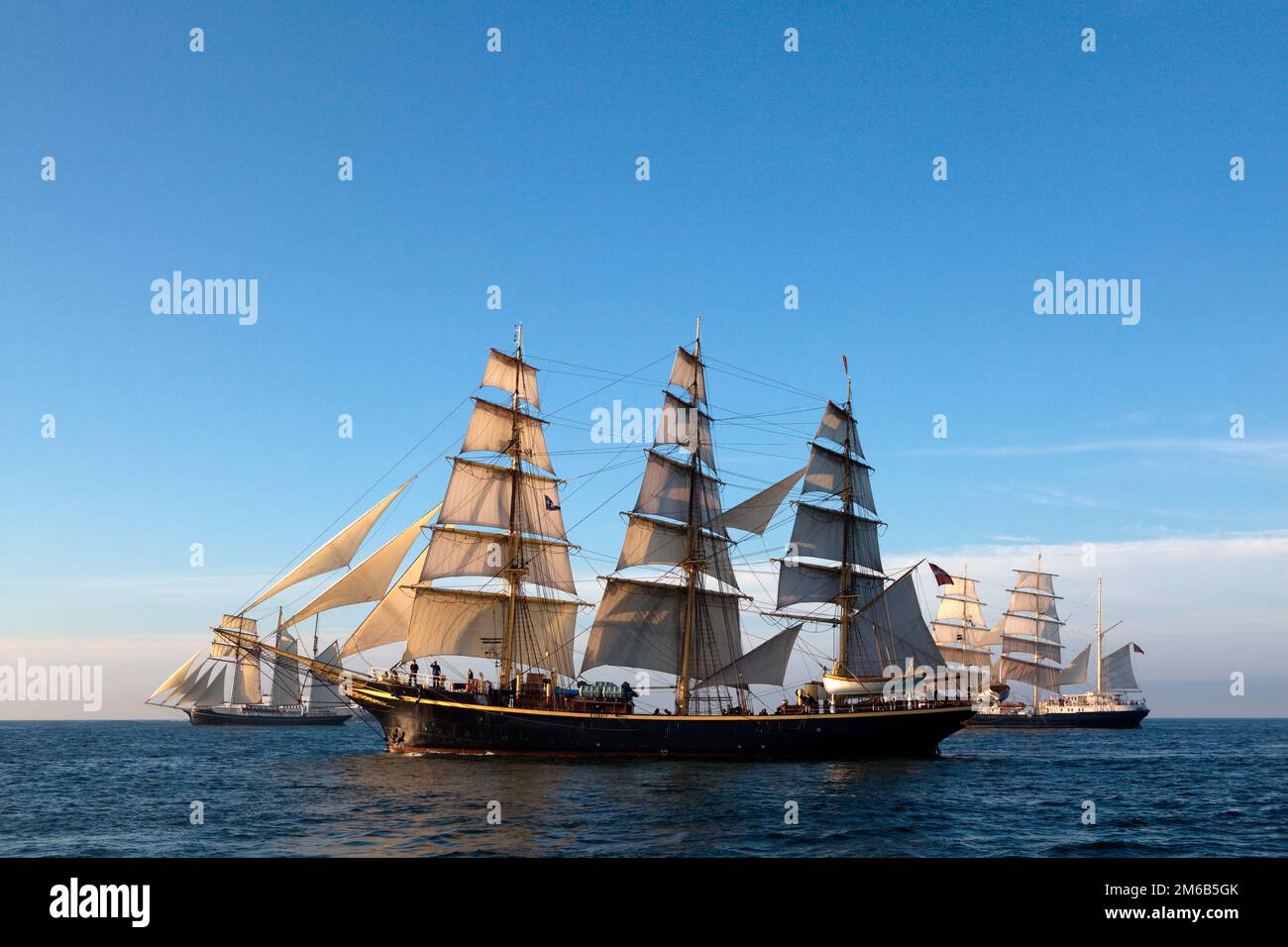 Danish tall ship Georg Stage, race start, 2010 Stock Photo - Alamy