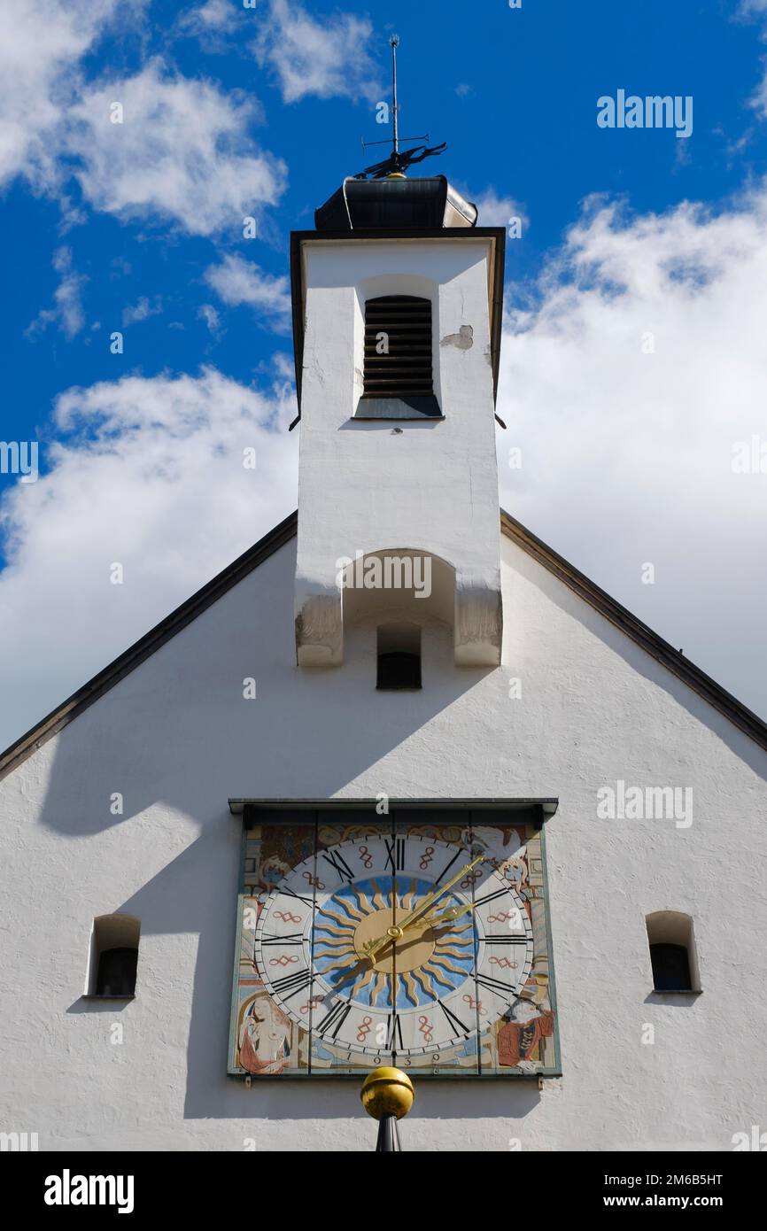 Sundial at the historic town hall, Kempten, Allgaeu, Bavaria, Germany ...