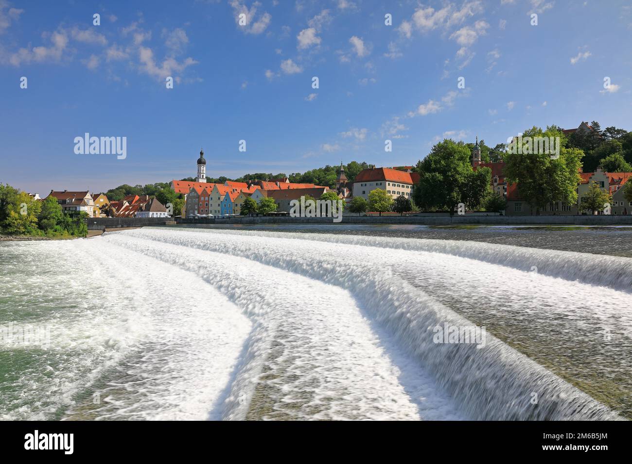 Lechwehr, Lech, river, Peter-Doerfler-Weg Lechpromenade, Maria ...