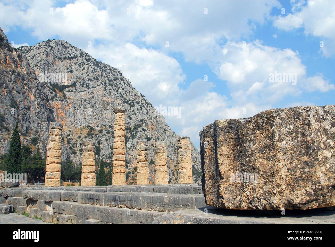 Ruins of the ancient temple of Apollo, Delphi, ancient sacred precinct ...