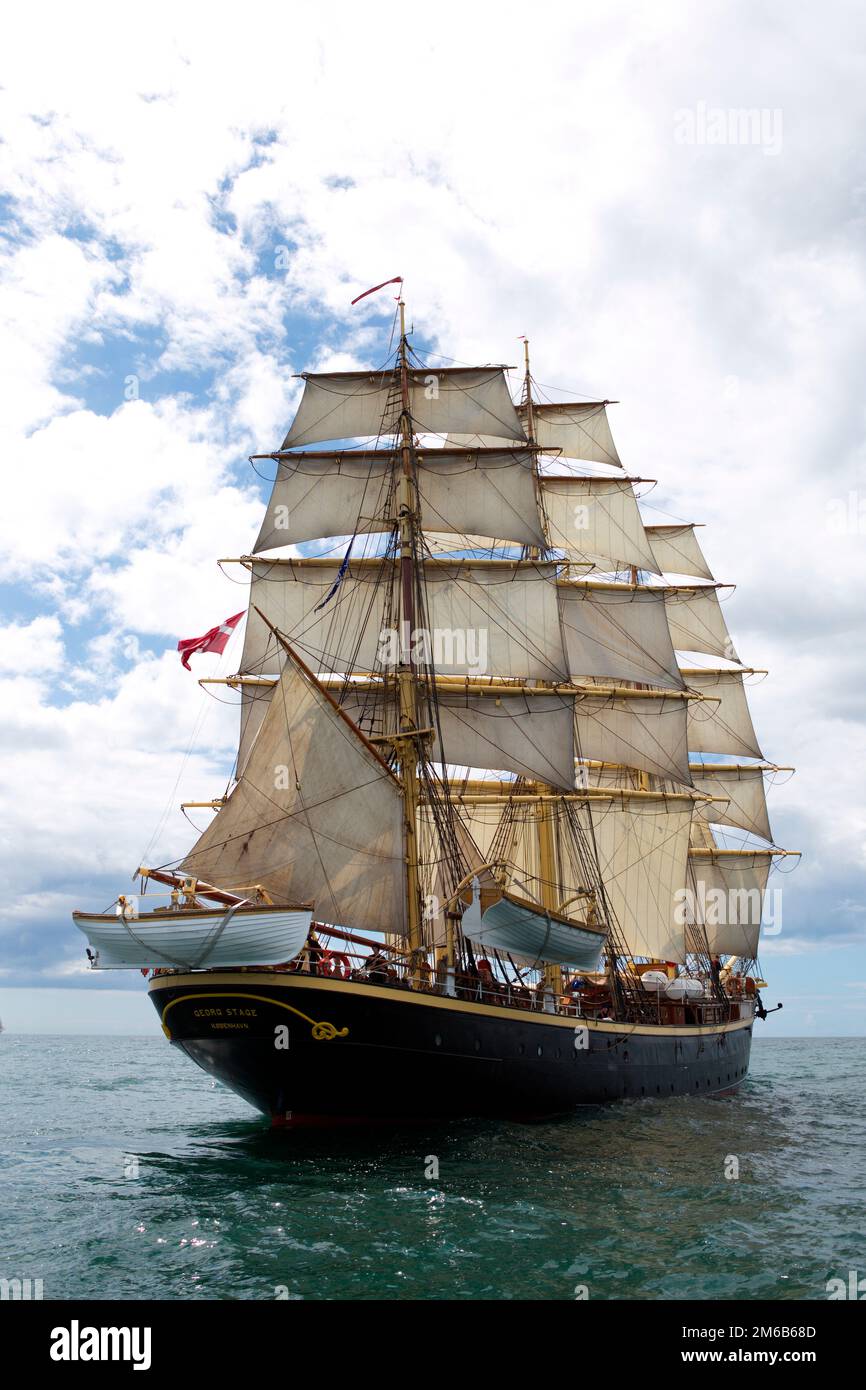 Danish tall ship Georg Stage, Torbay race start, 2016 Stock Photo - Alamy