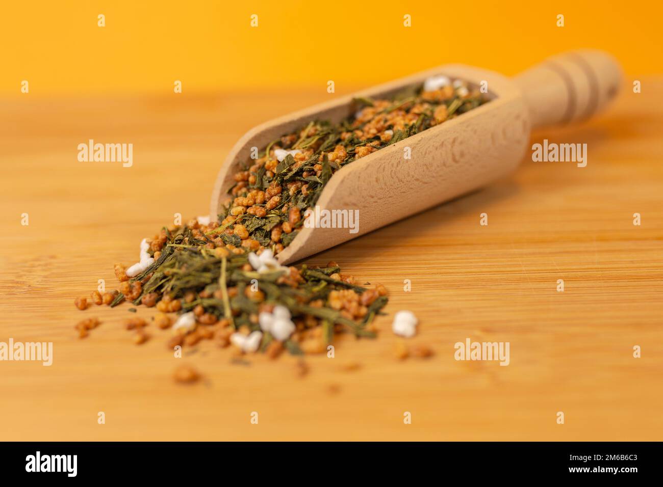 Green tea Japanese Genmaicha. Green tea mixed with roasted popped brown ...