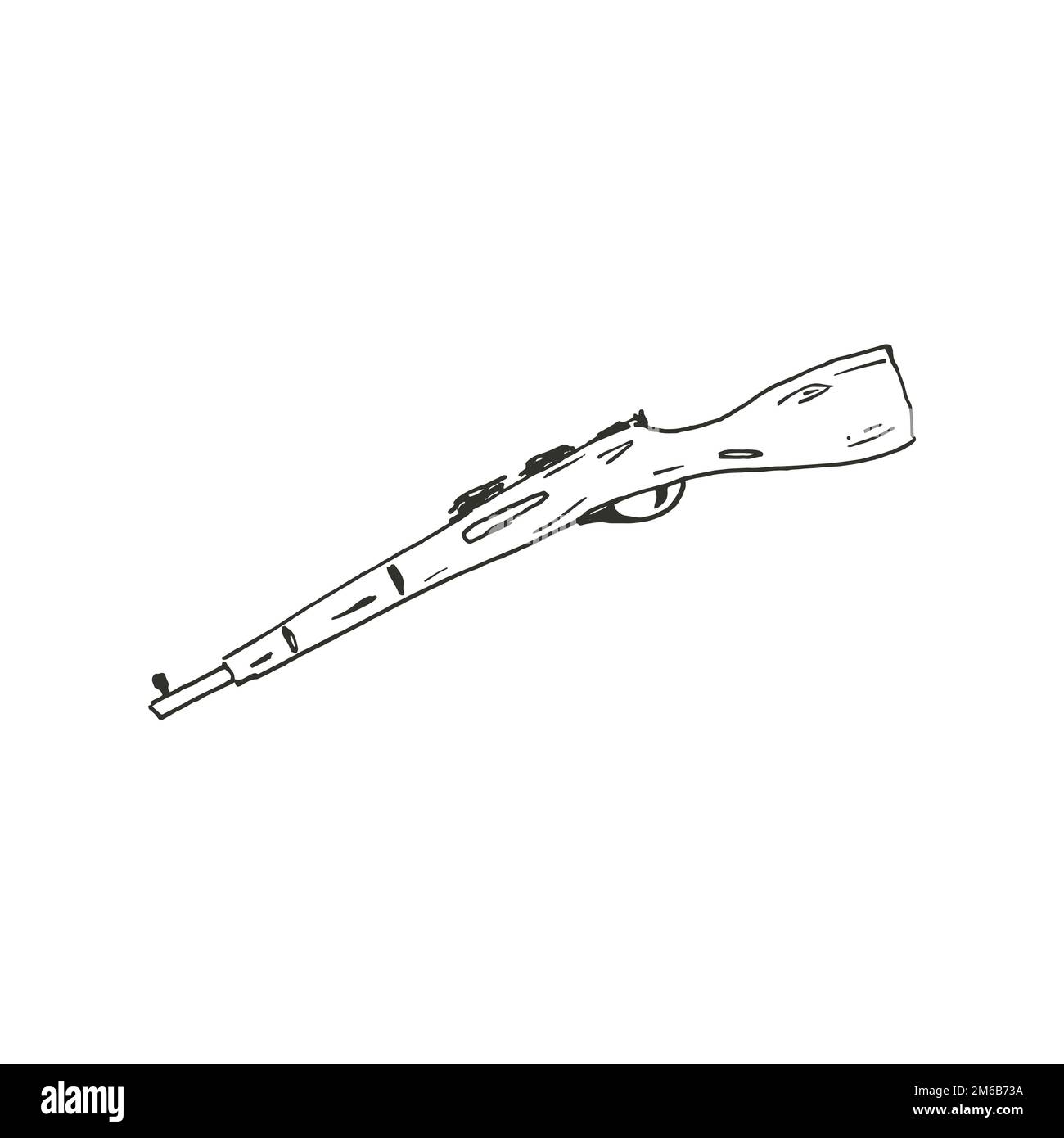 Famous rifle weapon WWII. Hand drawn, ink drawing sketch weapon vector Stock Vector Image & Art ...