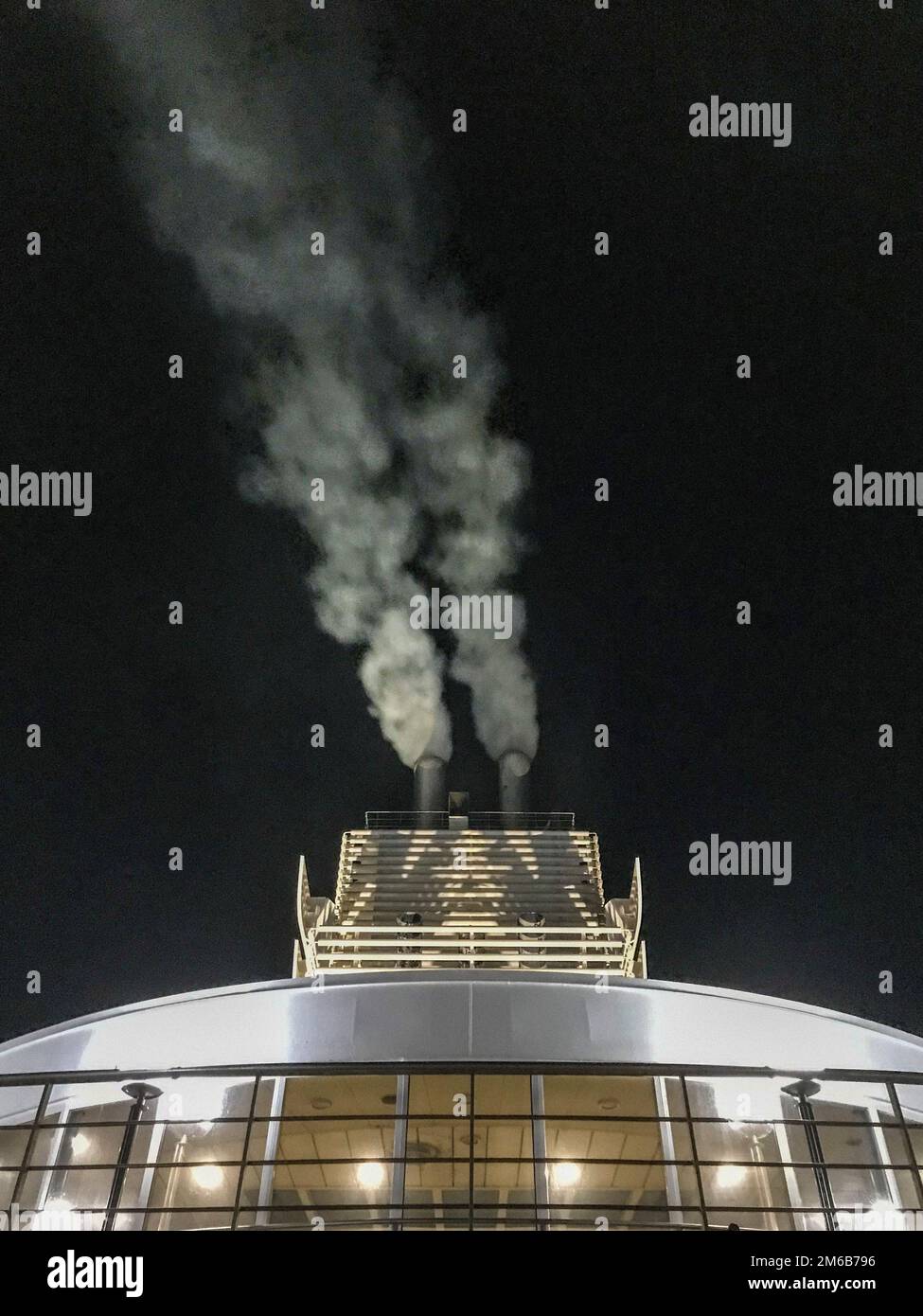 Mediterranean, GNV ferry from Tangier to Genoa, Boat funnel Stock Photo ...
