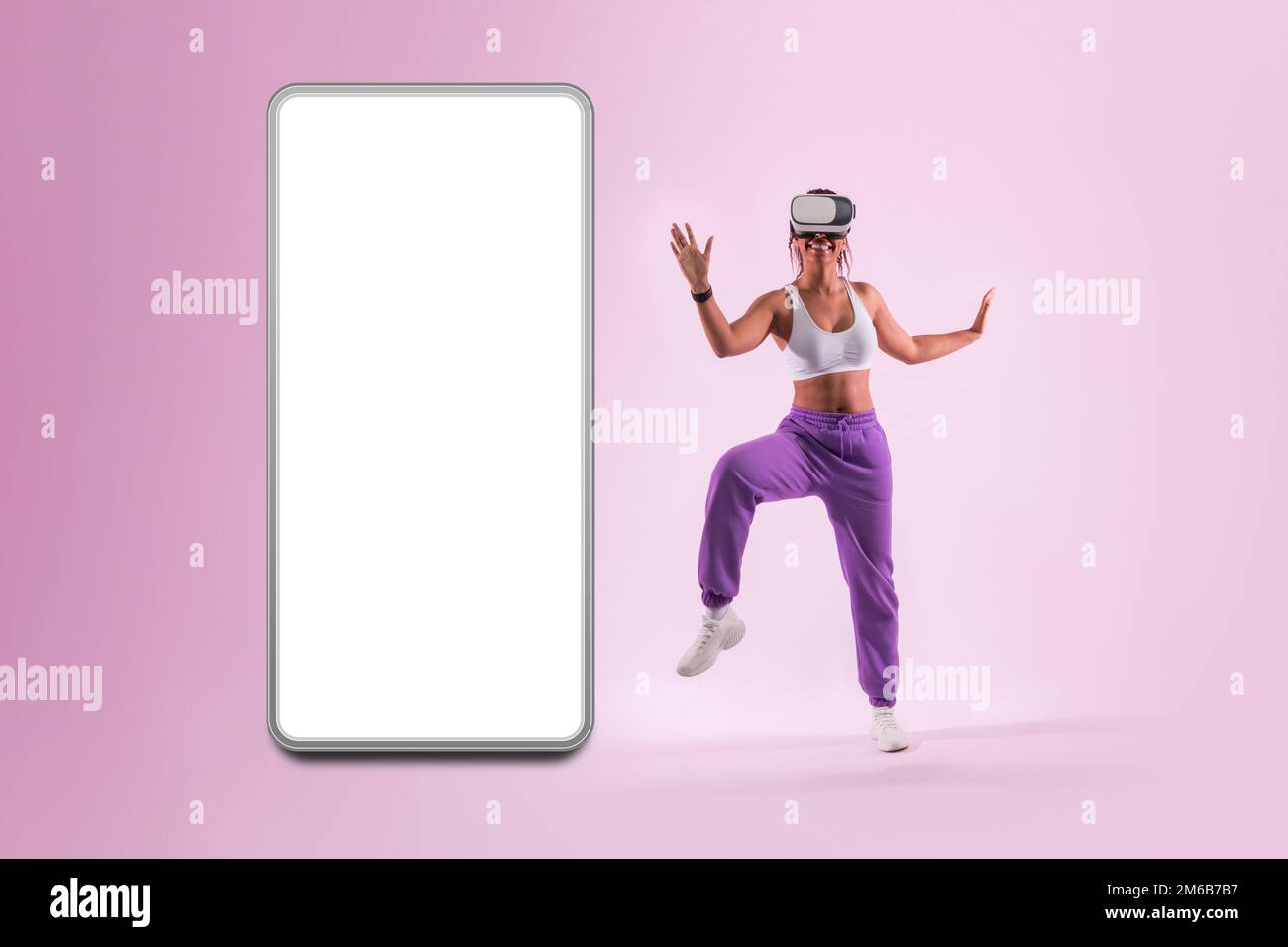 Dance moves in metaverse. Young woman dancing in virtual reality ...