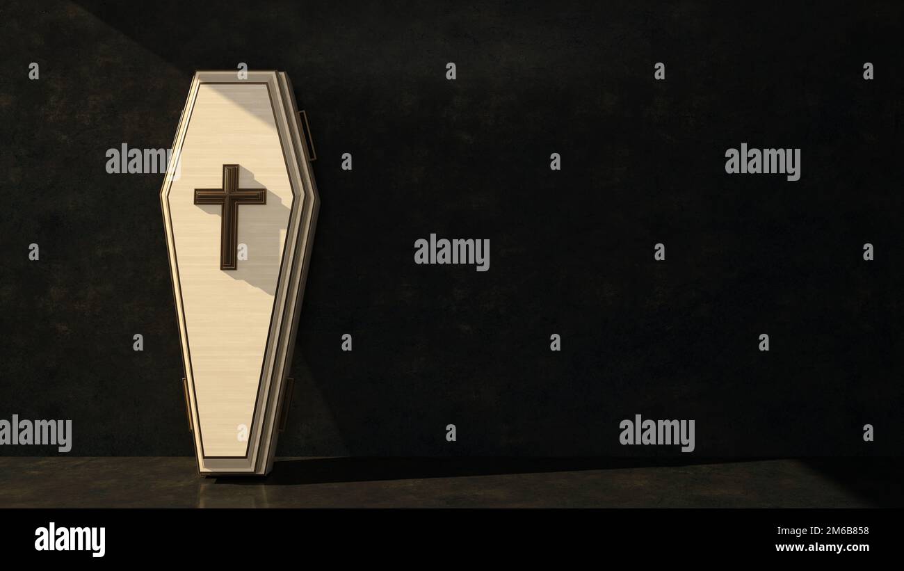 Wooden coffin stand hi-res stock photography and images - Alamy