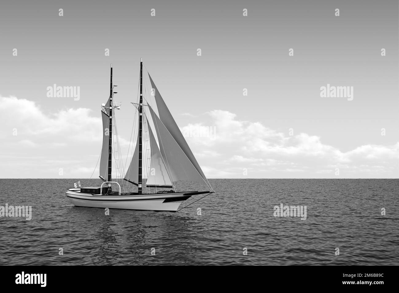 dramatic sailing ship at sea with copy space. 3d rendering Stock Photo ...