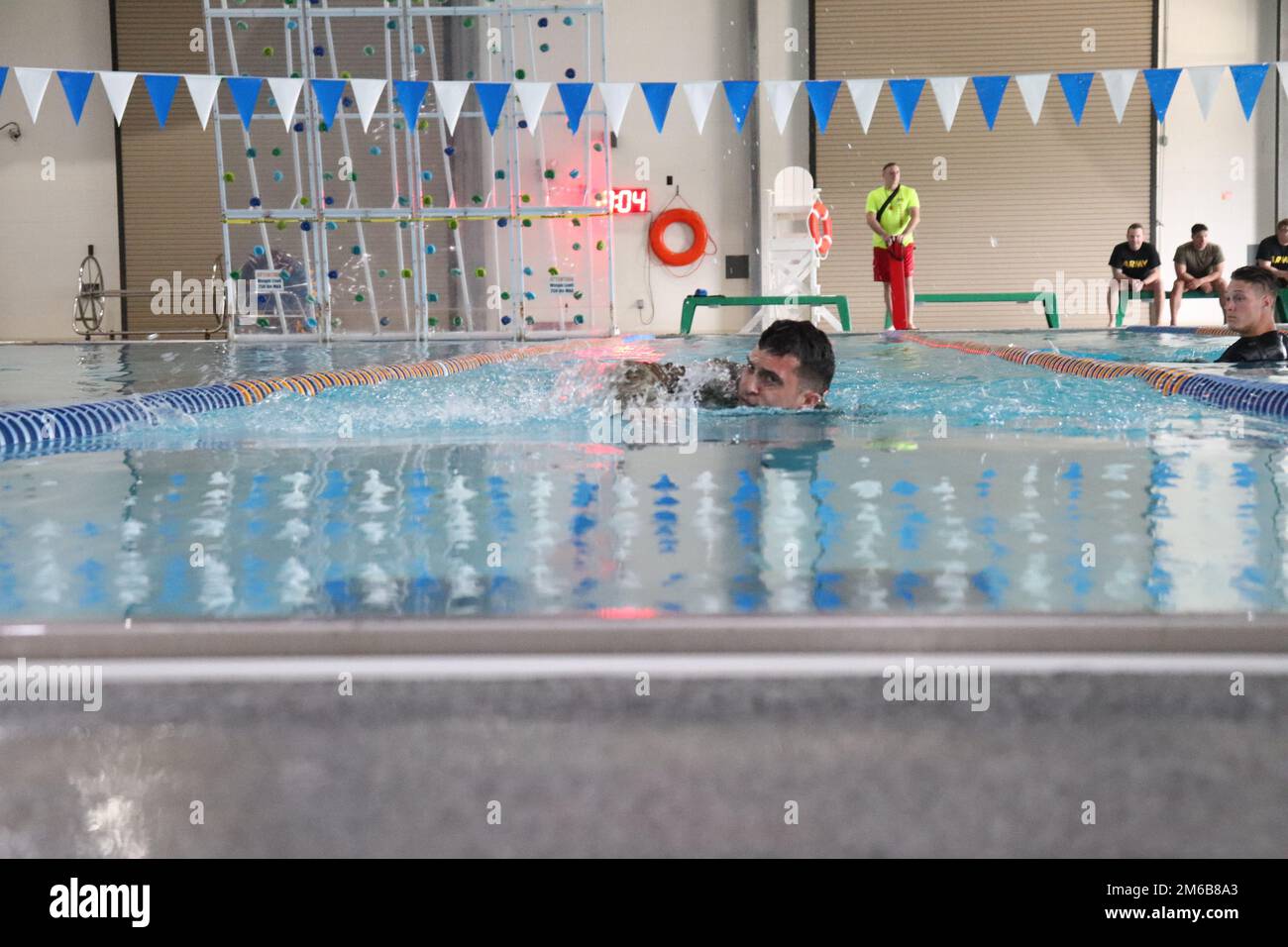 U.S. Army Soldier performs the swim test portion of the German Armed ...