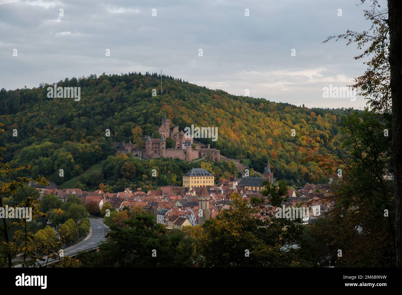 Old German castle over the town Wertheim near the river Main in Bavaria ...
