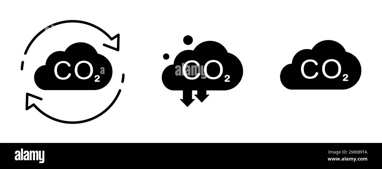 CO2 icon set in flat. Carbon dioxide emissions Stock Vector Image & Art ...