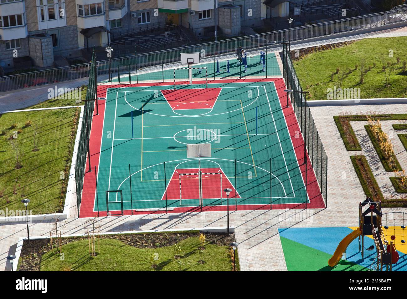 Kids playing soccer top view hi-res stock photography and images - Alamy