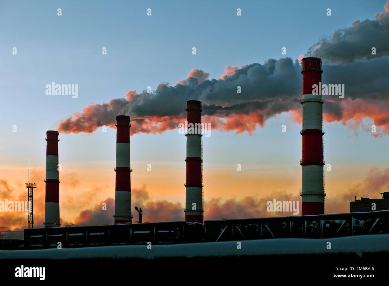Smoke from the chimney factory, air pollution Stock Photo - Alamy