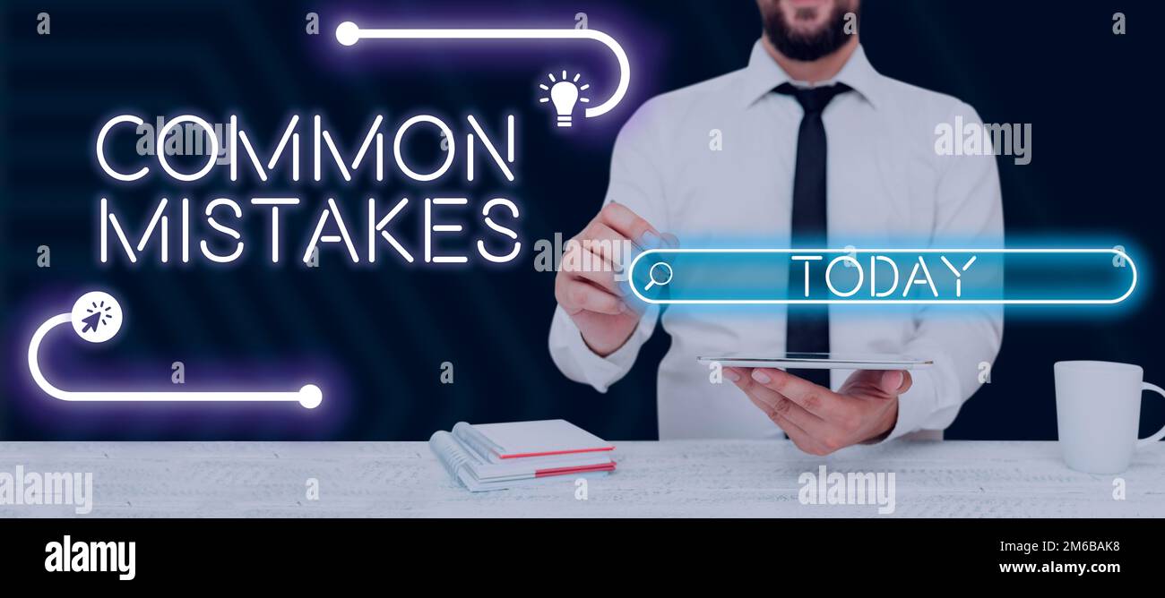 Hand writing sign Common Mistakes. Business idea actions that are often ...