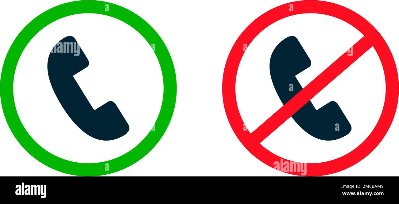 Phone Use Permitted and Phone Use Prohibited icon set. Phone use ...