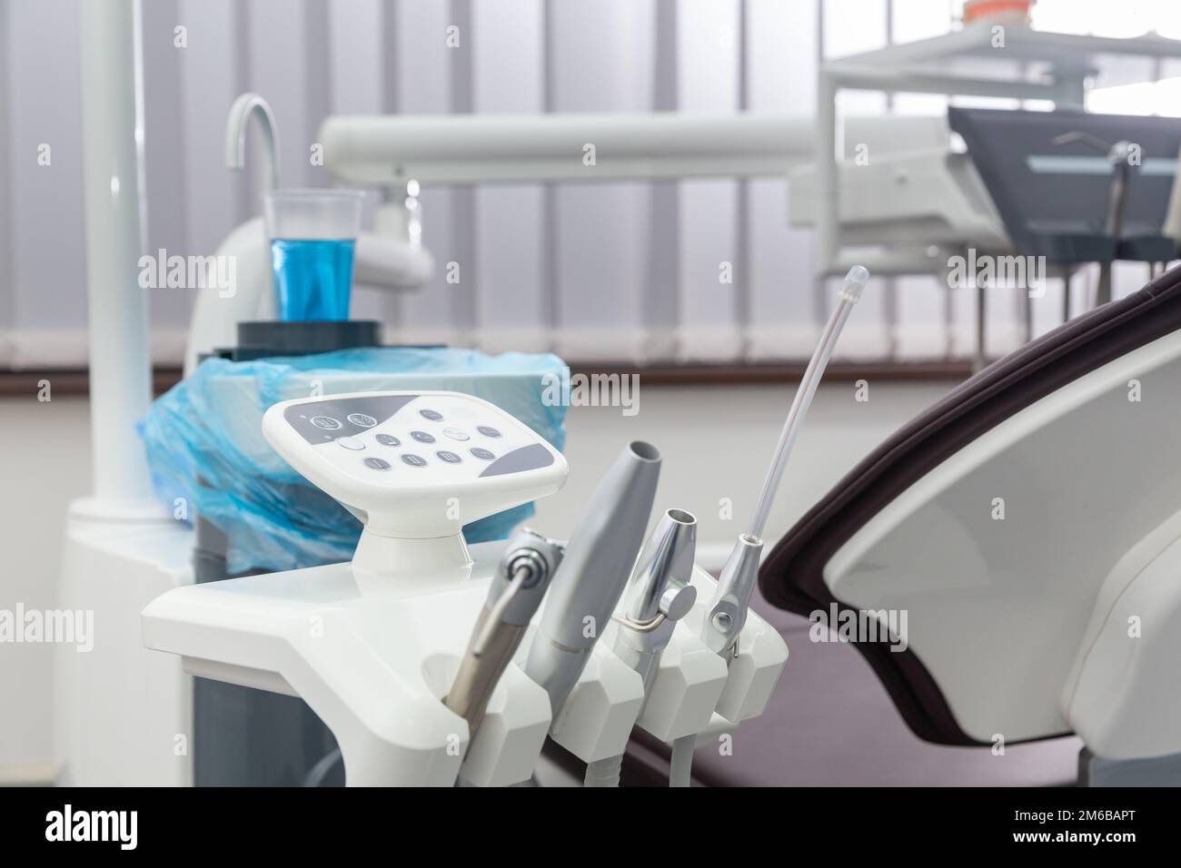 Closeup of a modern dentist tools, burnishers. Tools and drills in the ...