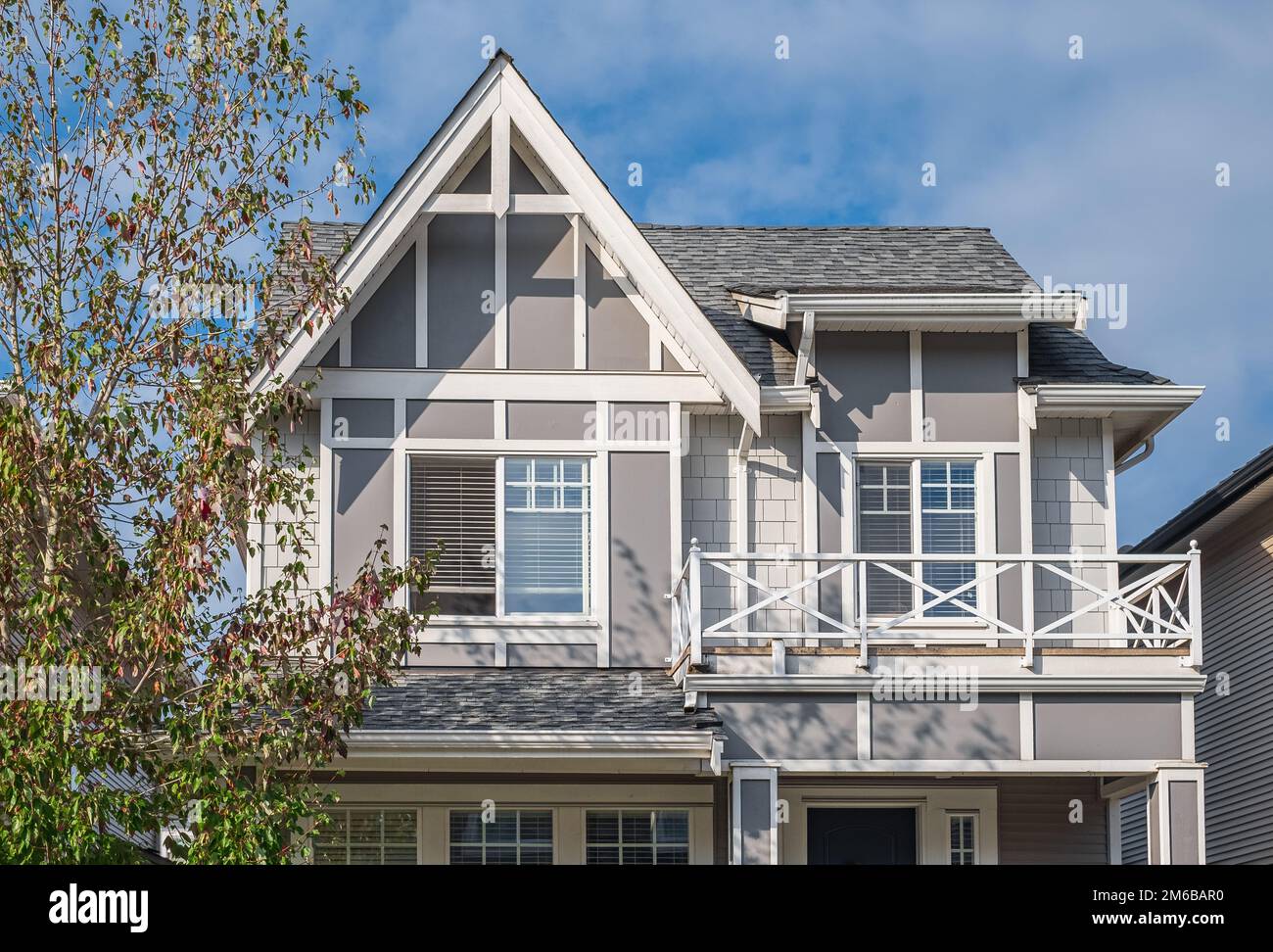 A perfect neighborhood. Houses in suburb in the north America. Top of a ...