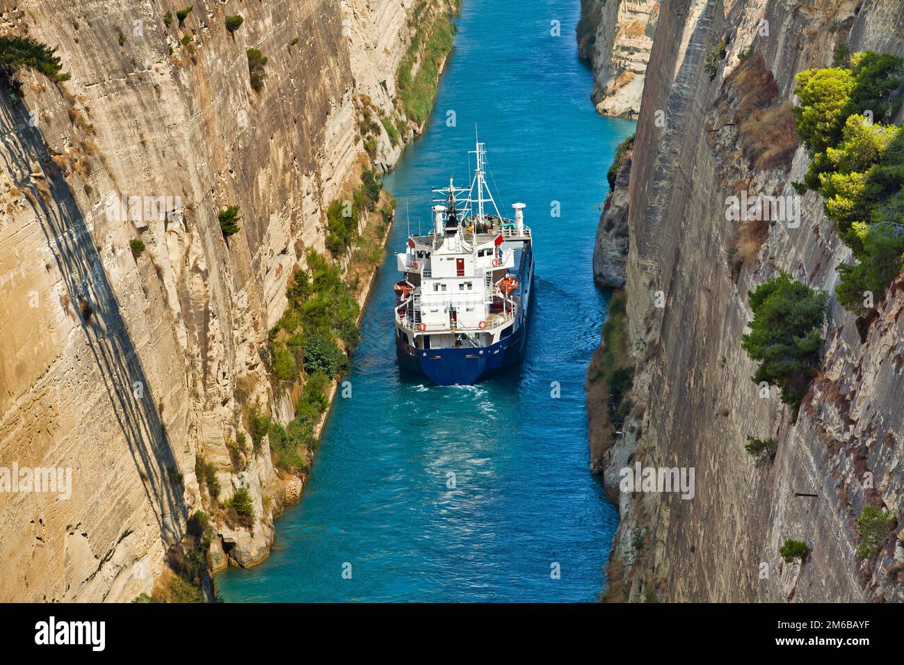Crossing the Corinth channel in Greece Stock Photo - Alamy