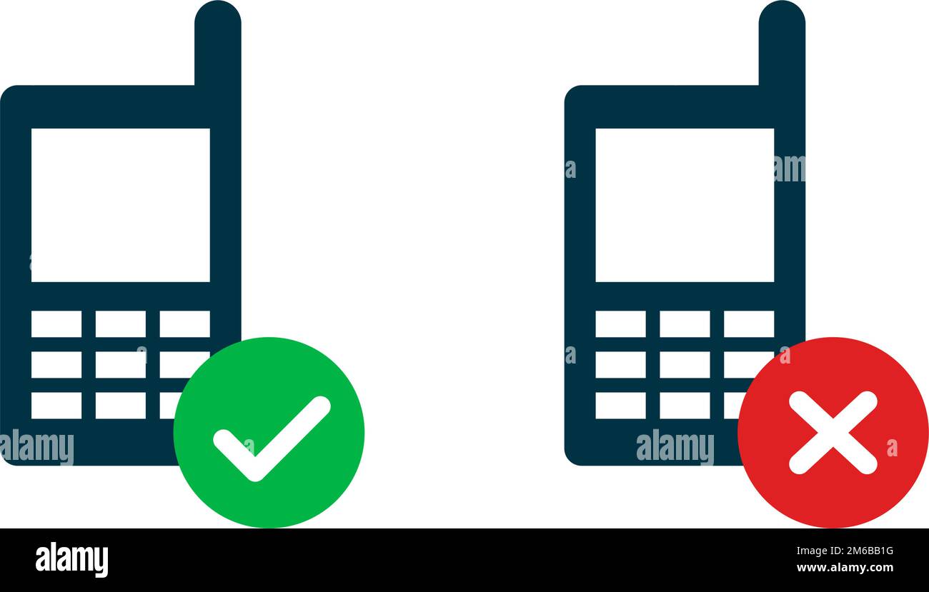Permitted and prohibited cell phone use icon set. Editable vector Stock ...