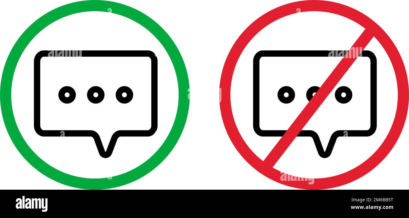 Talk prohibited and talk permission icon set. Editable vector Stock ...