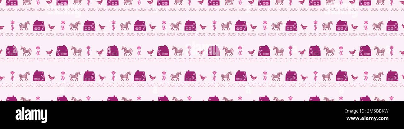 Viva magenta house border. Vector color of the year cottage washi tape ...