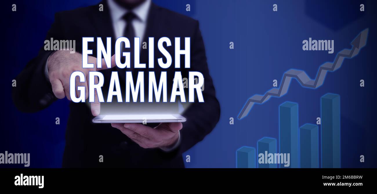 Handwriting text English Grammar. Concept meaning courses cover all ...