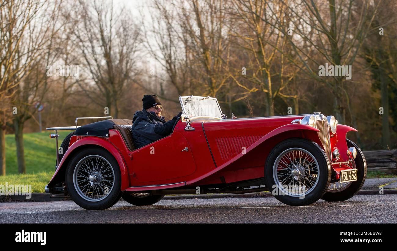 1949 red MG TC vintage British sports car Stock Photo - Alamy