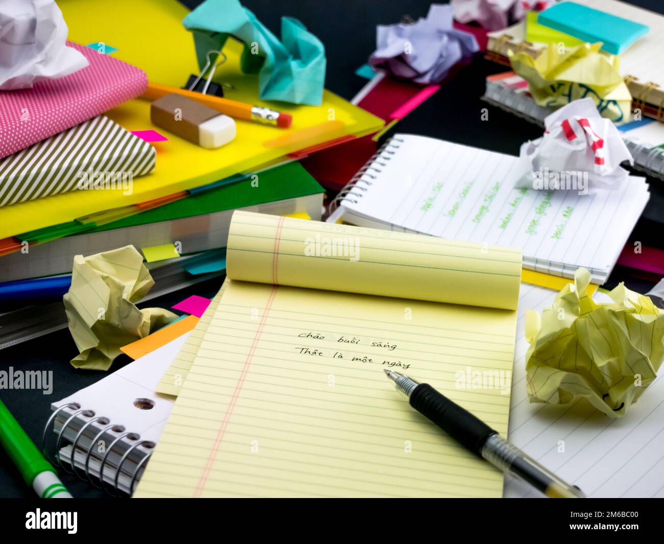 Learning New Language Writing Words Many Times on the Notebook ...