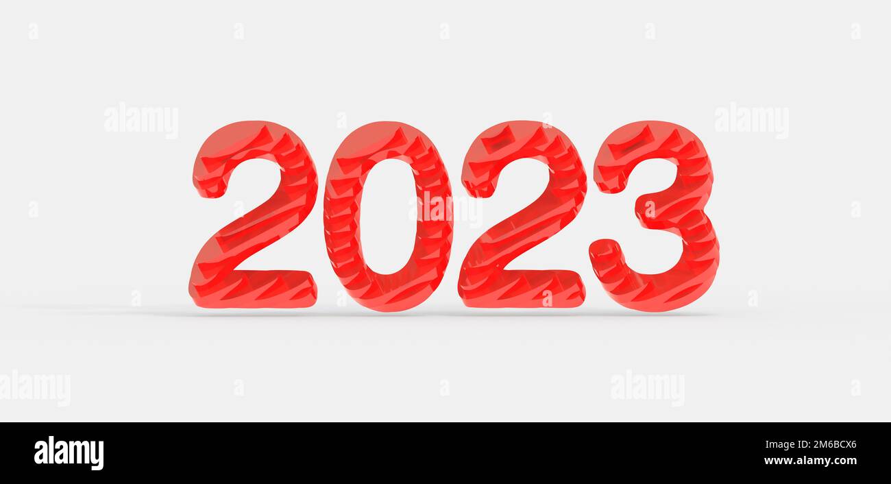 An illustration of the red year of 2023 isolated on an empty white ...