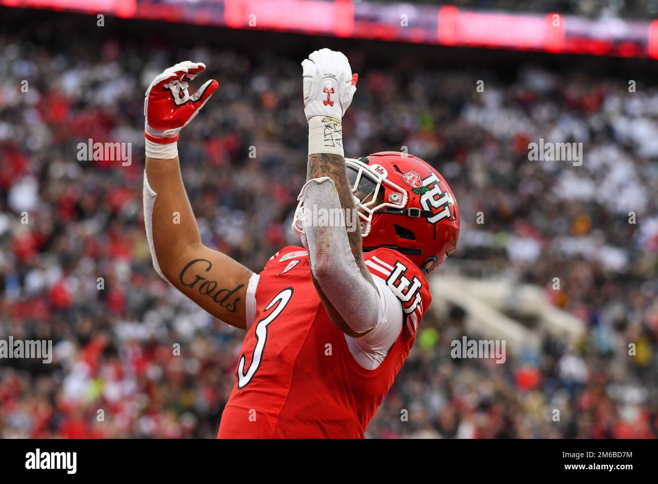 Utah Utes running back Ja'Quinden Jackson (3) celebrates a touchdown ...