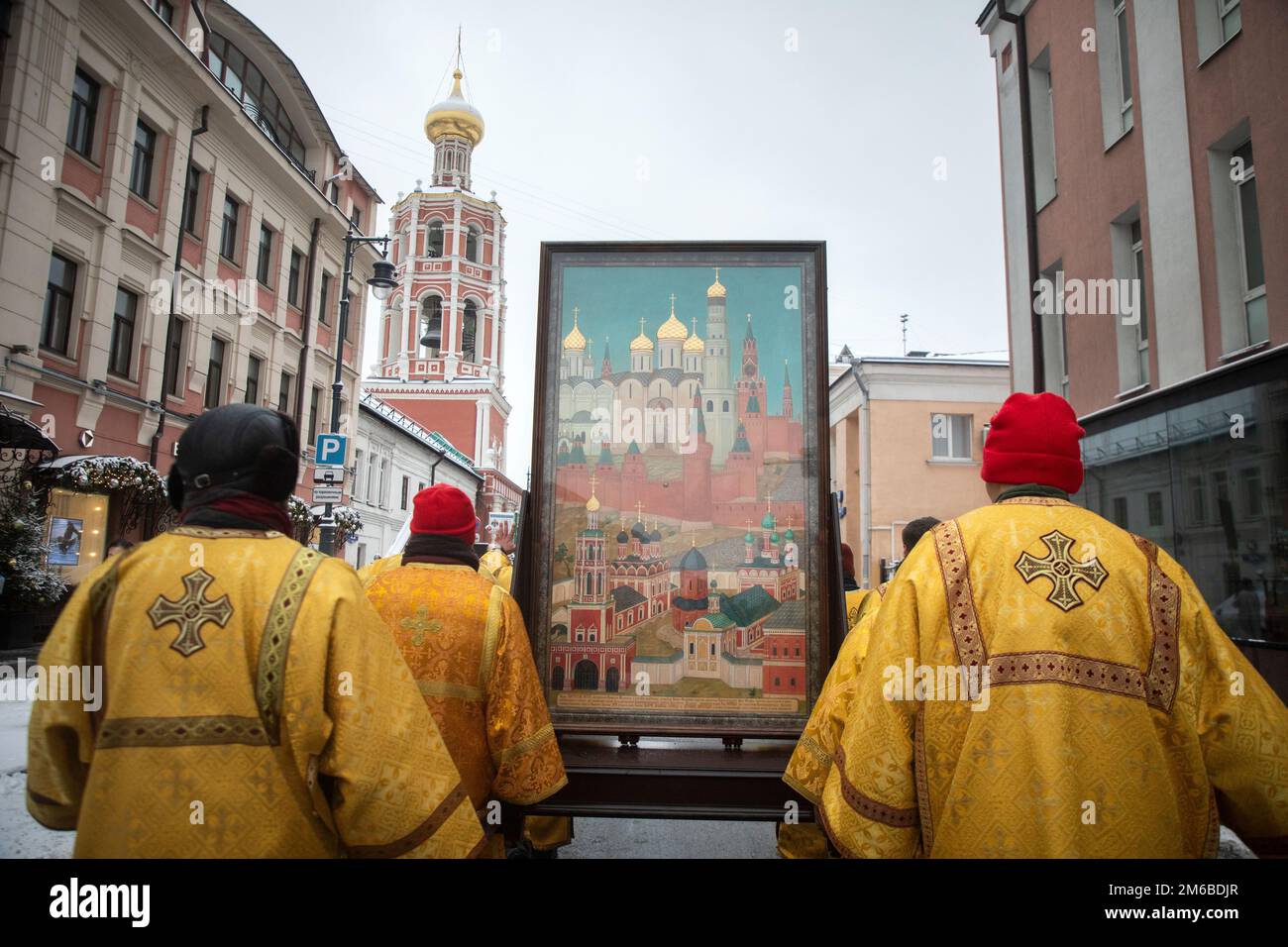 Moscow, Russia. 3rd of January, 2023. Priests of the Vysokopetrovsky ...