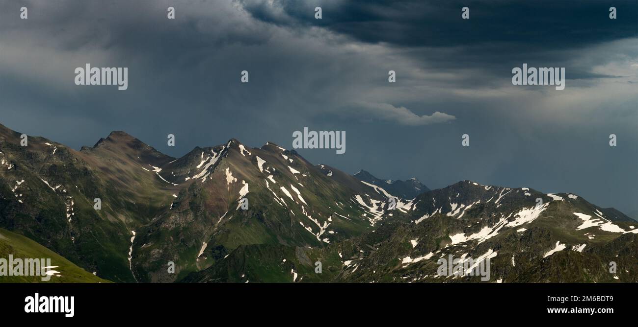 Ridge Abushura Akhuba in the wake of a storm. Caucasus mountains ...